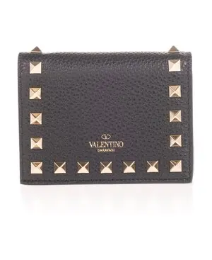 Valentino Garavani Rockstud Foldover Top Wallet - Black