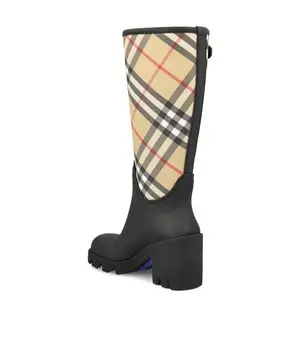 Burberry Check Pattern Buckled Boots
