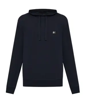 Dolce & Gabbana Dolce Gabbana Logo Plaque Drawstring Hoodie - Black