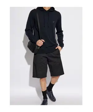 Dolce & Gabbana Dolce Gabbana Logo Plaque Drawstring Hoodie - Black