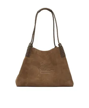 Etro Libra Braided-handle Suede Tote Bag - Green