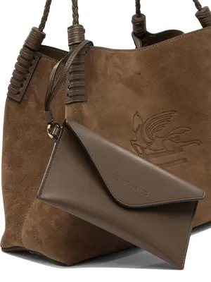 Etro Libra Braided-handle Suede Tote Bag - Green