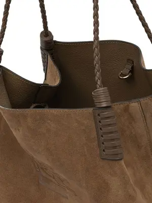 Etro Libra Braided-handle Suede Tote Bag - Green