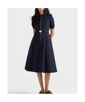 Prada Zip-up Belted Collared Dress