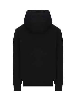 Moose Knuckles Logo Plaque Drawstring Zipped Hoodie - Black