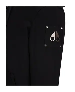 Moose Knuckles Logo Plaque Drawstring Zipped Hoodie - Black