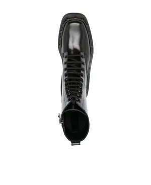 Valentino Garavani Rockstud Embellished Leather Lace-up Boots