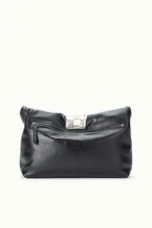 Staud Leather Zipped Clutch With Rolled Detail
