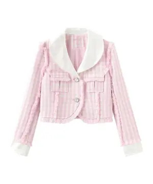 Marissa Chiara Long-sleeved Casual Jacket With Button Fastening And Chest Pockets - Pink