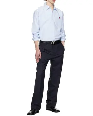 Ami Embroidered Button-down Shirt - Sky-blue