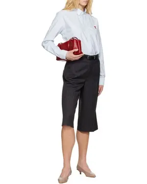 Ami Embroidered Button-down Shirt - Sky-blue