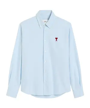 AMI Paris De Coeur Long Sleeved Shirt - Sky-blue