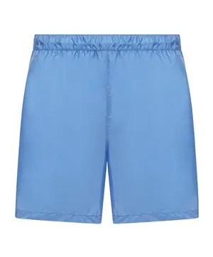 Prada Prada Logo Plaque Swim Shorts Light Blue Rose
