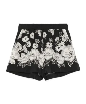 P.a.r.o.s.h Floral Print Elastic Waist Shorts