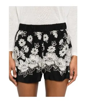 P.a.r.o.s.h Floral Print Elastic Waist Shorts