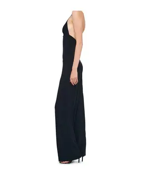 Norma Kamali Cross Halter Straight-leg Jumpsuit