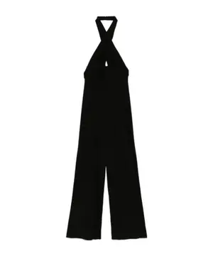 Norma Kamali Cross Halter Straight-leg Jumpsuit