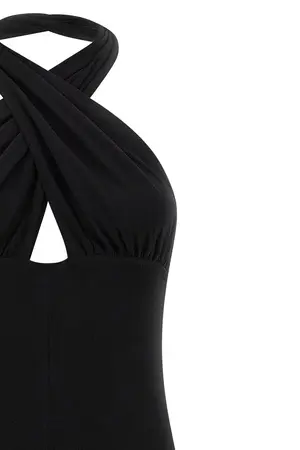 Norma Kamali Cross Halter Straight-leg Jumpsuit