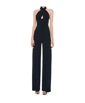 Norma Kamali Cross Halter Straight-leg Jumpsuit
