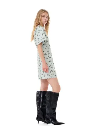 GANNI Floral Printed V-neck Mini Dress