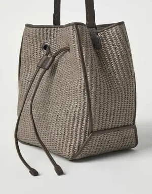 Brunello Cucinelli Monili Embellished Raffia Bucket Bag