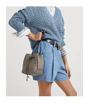 Brunello Cucinelli Monili Embellished Raffia Bucket Bag
