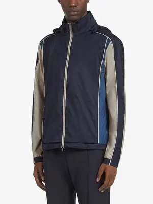 Zegna Panelled Zip-up Hooded Jacket