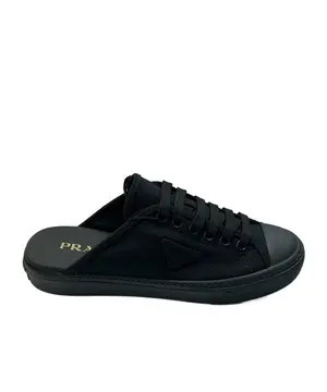 Prada Round Toe Lace-up Mules