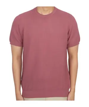 DRUMOHR Ribbed Knit Short Sleeve Sweater - Pink