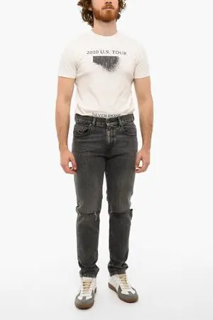 DIESEL® 2019 Slim-cut Distressed Denim Jeans - Black