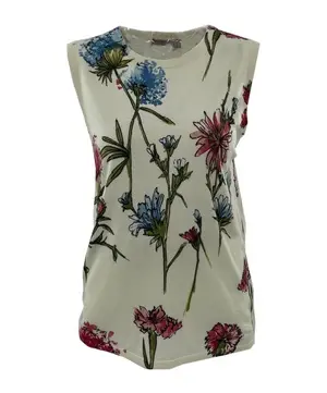 Max Mara Sleeveless Knitted Vest With Floral Print - Gray