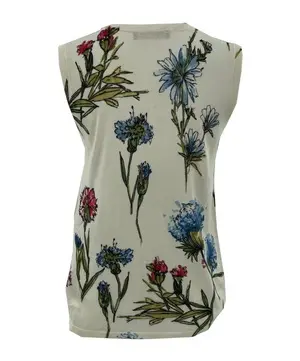 Max Mara Sleeveless Knitted Vest With Floral Print - Gray