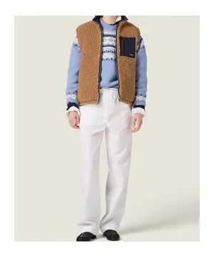 Miu Miu Fleece Gilet - Camel/royal Blue