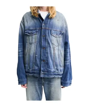 Acne Studios Distressed Denim Trucker Jacket - Medium Blue