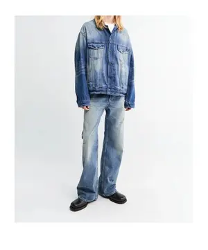 Acne Studios Distressed Denim Trucker Jacket - Medium Blue