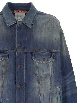 Acne Studios Distressed Denim Trucker Jacket - Medium Blue