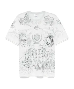 Casablanca Tattoo-print Mesh T-shirt - Light Gray