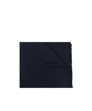 Emporio Armani Logo Jacquard Frayed Edge Scarf - Black