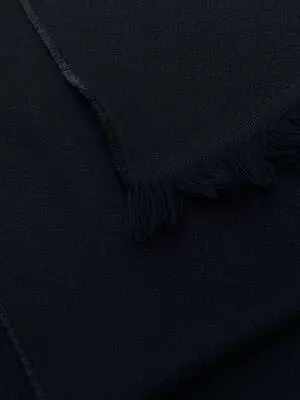 Emporio Armani Logo Jacquard Frayed Edge Scarf - Black