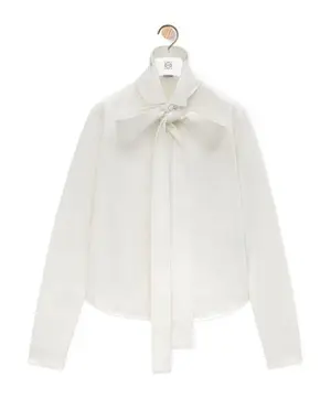 Loewe Bow Detailed Denim Shirt - White