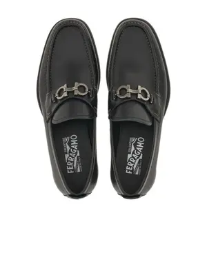 FERRAGAMO Gancini Detail Loafers - Black