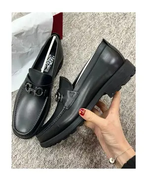 FERRAGAMO Gancini Detail Loafers - Black