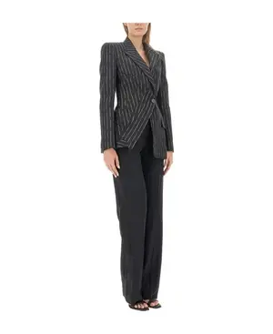 Alexander McQueen Asymmetric Stripe Detailed Blazer