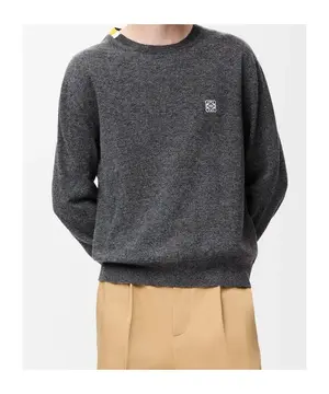 Loewe Two-tone Intarsia Detailed Jumper - Grey