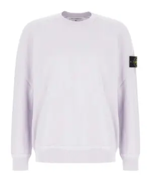 Stone Island Logo Patch Crew Neck Sweater - White