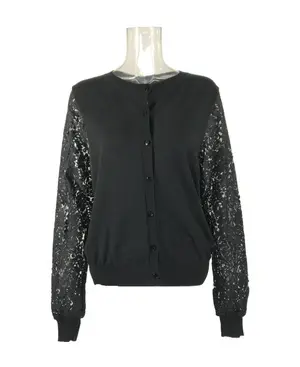 Max Mara Lace Sleeve Logo Cardigan