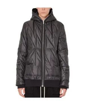 Rick Owens Quilted Zip-up Hooded Jacket - Black