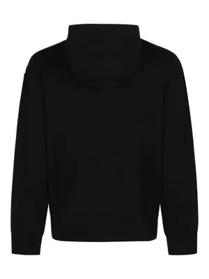 Loewe Wool Zip-up Hoodie With Leather Pocket - Black