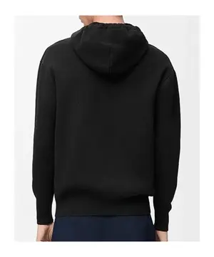 Loewe Wool Zip-up Hoodie With Leather Pocket - Black