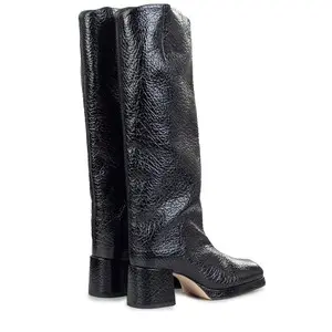 MIISTA Round Toe Block Heel Pull-on Boots